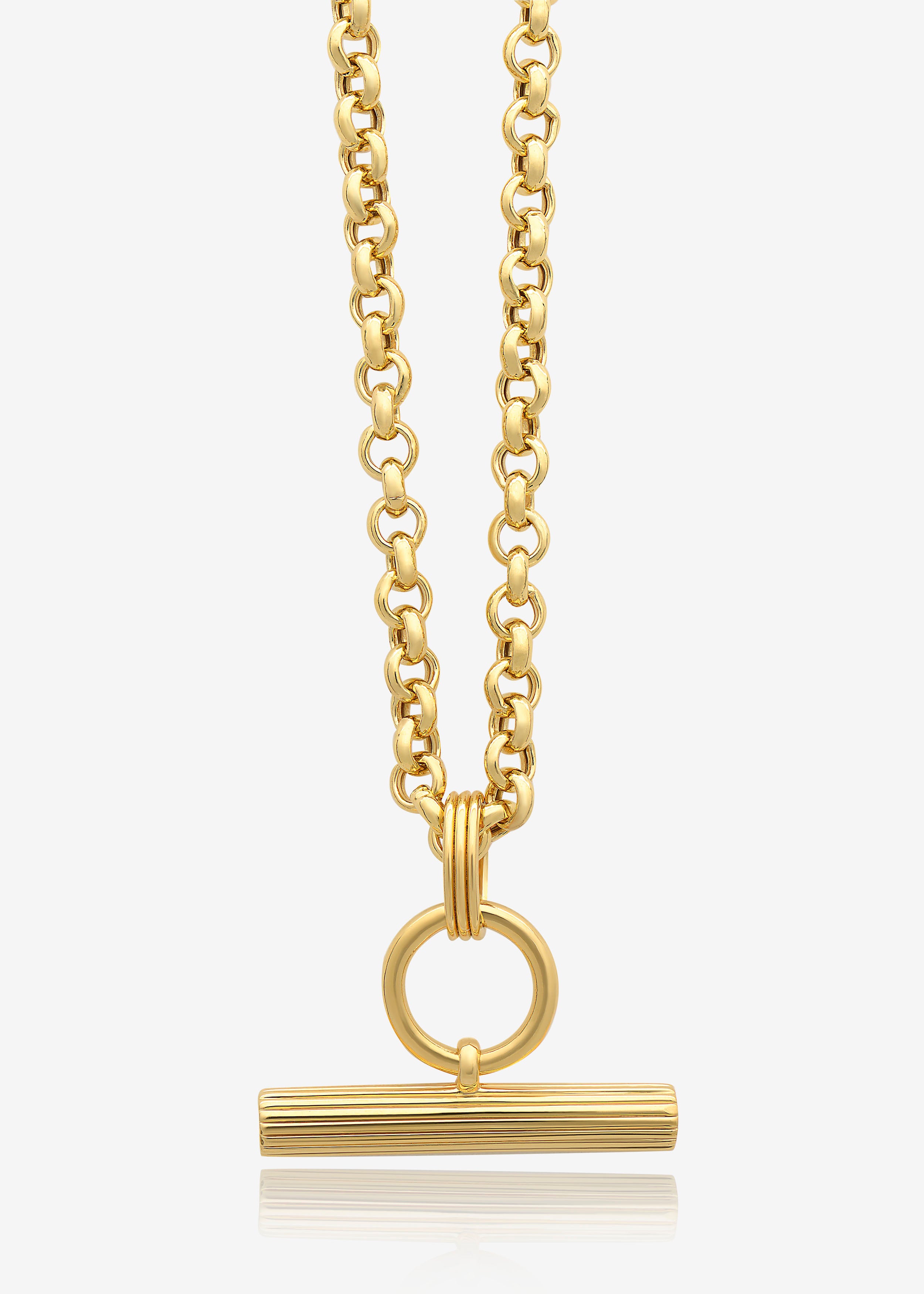 Rachel Jackson Chunky gold plated T-Bar Necklace | Penman Watch & Jewellery