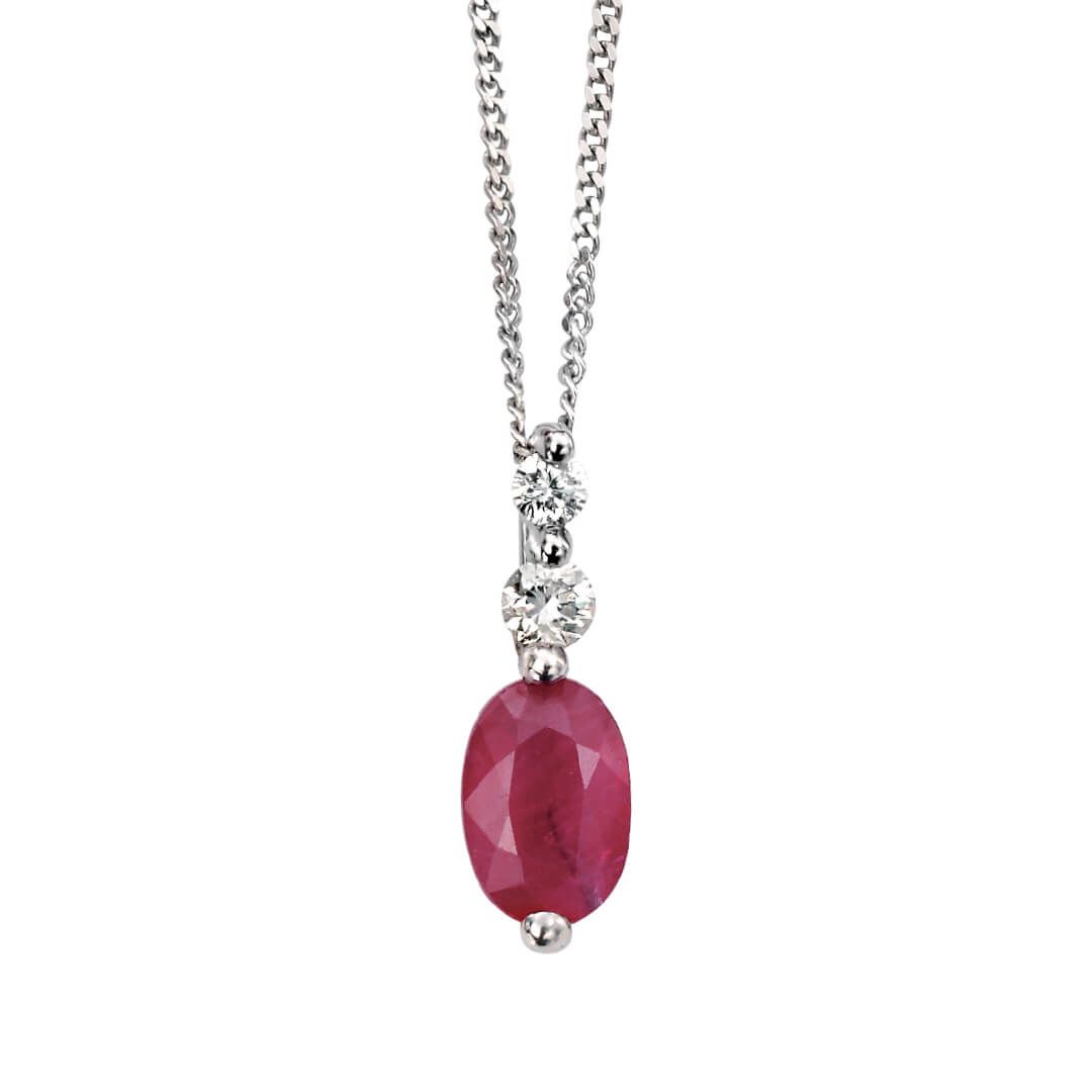9ct White Gold, Diamond & Ruby Pendant | Penman Watch & Jewellery