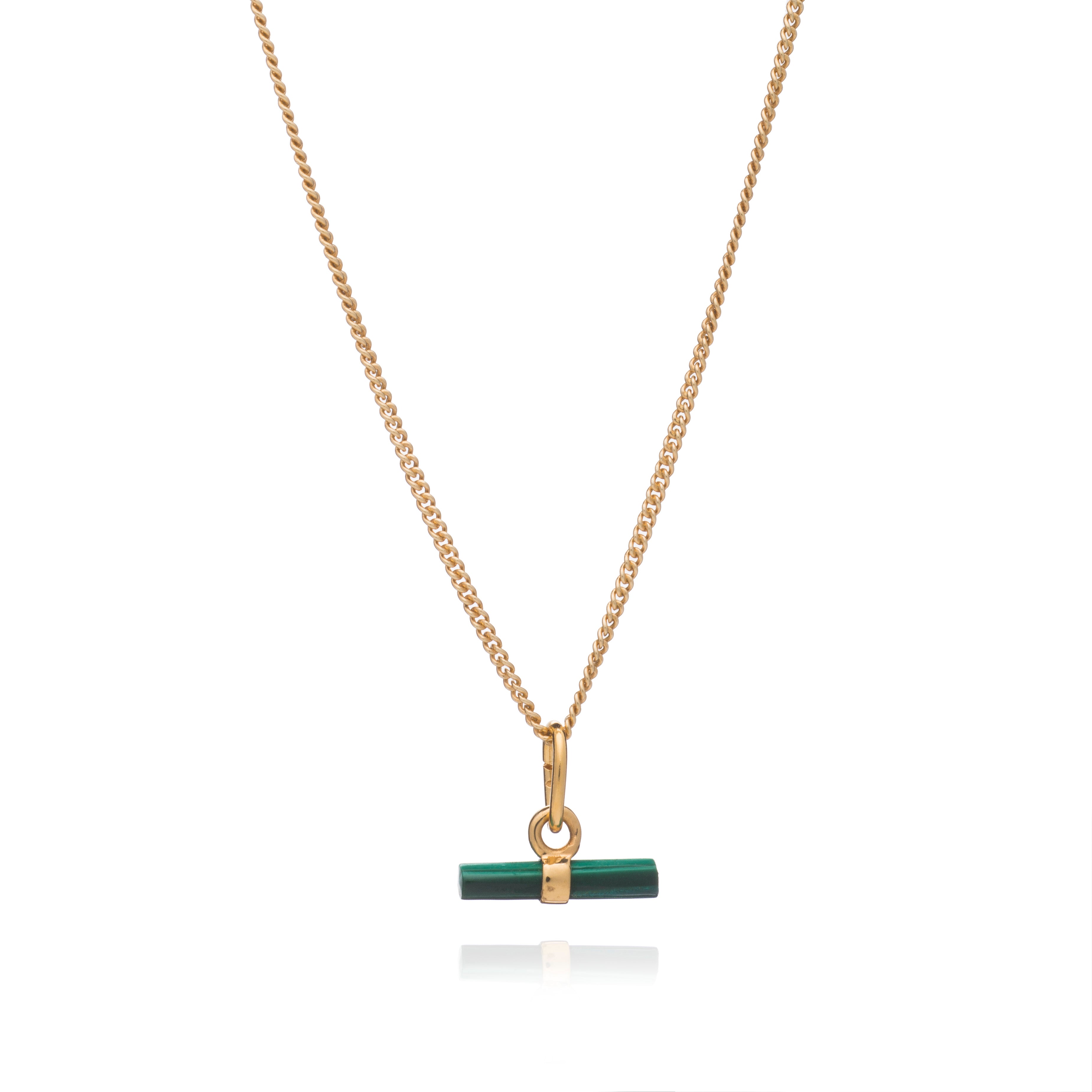 Rachel Jackson Mini Malachite T-Bar 22ct Gold Plated Necklace | Penman ...